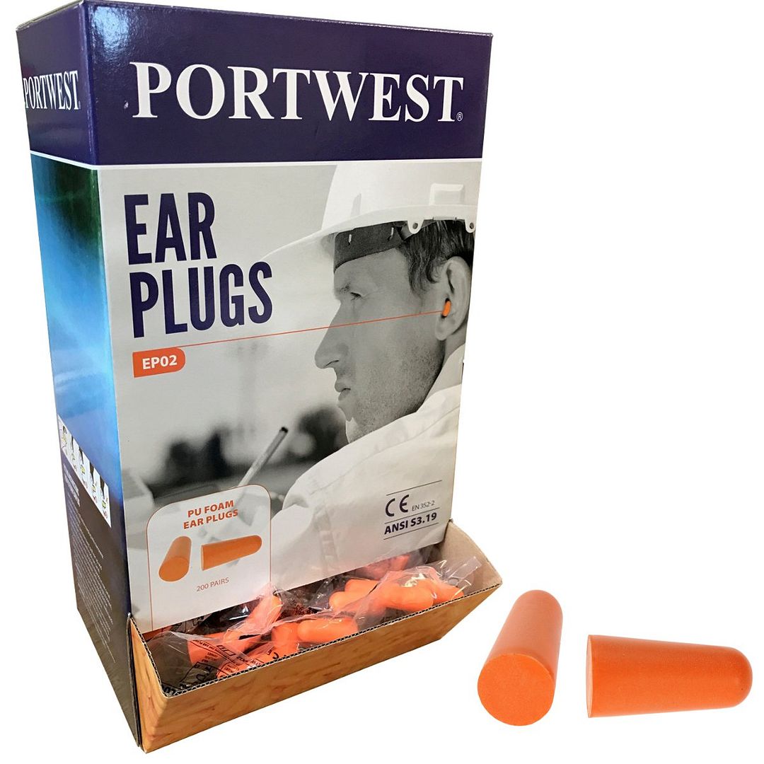 Full Box EP02 Portwest Individually Wrapped Disposable PU Foam Earplugs ...